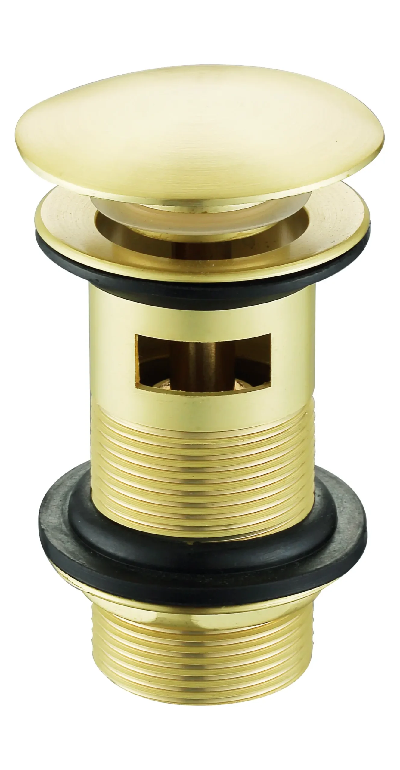 Brushed Brass Slotted Clicker Basin Waste | Bathco Designs