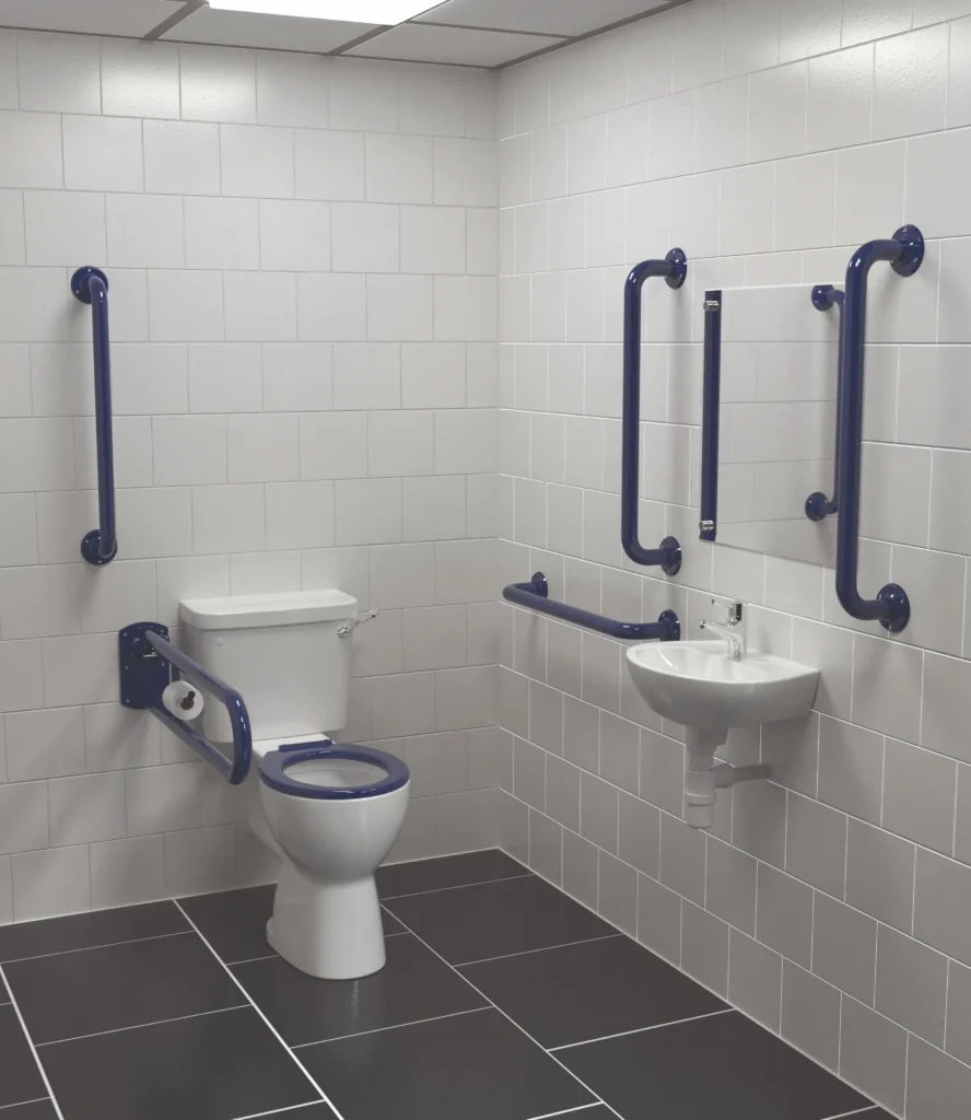E-Care Blue Doc M Pack With Lever Or Push Button Flush WC, Seat & Rails ...