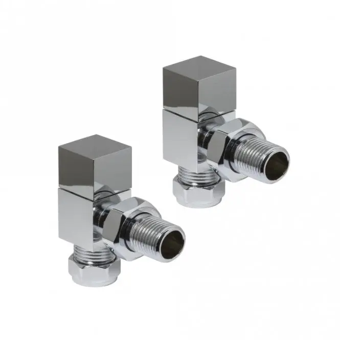 Square Chrome Angled Radiator Valves | Bathco Designs